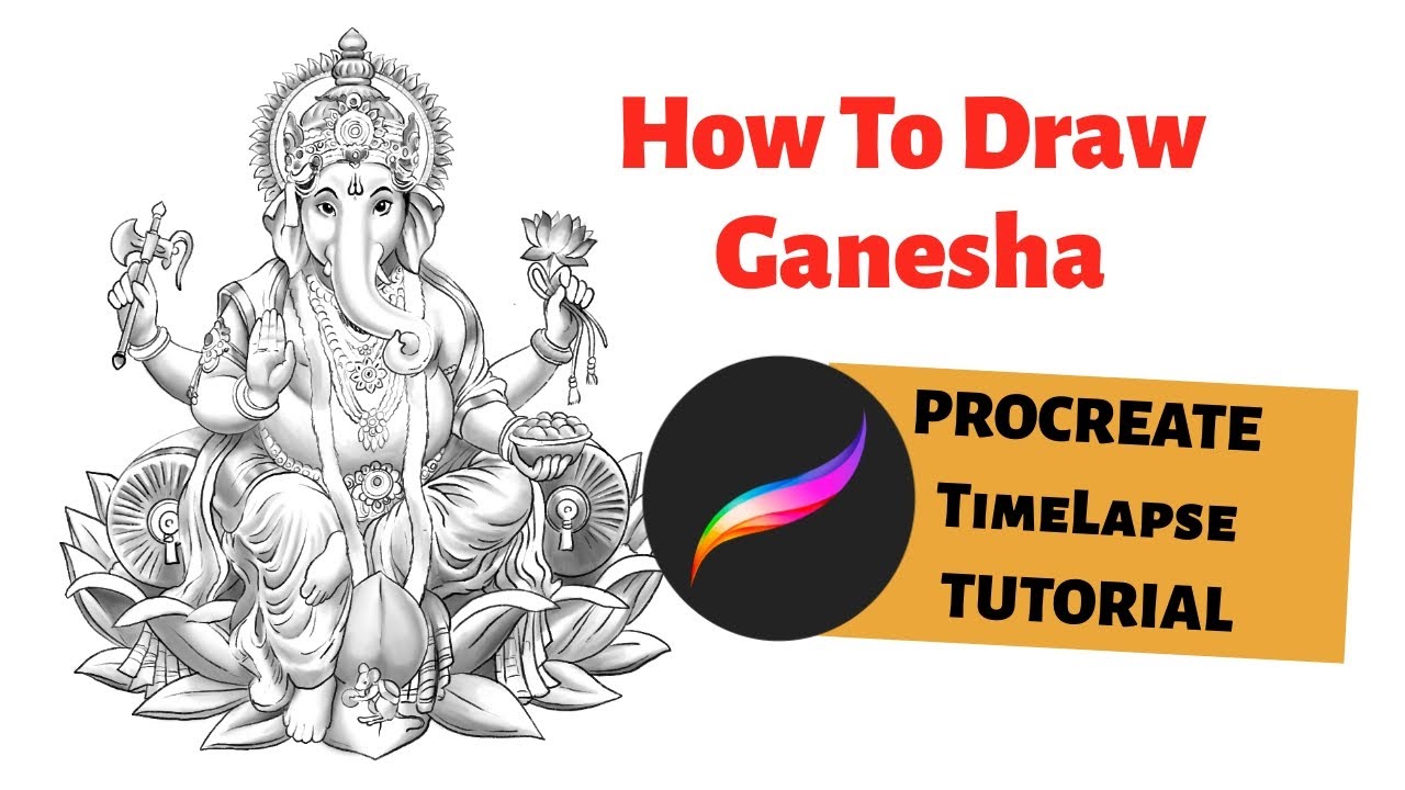How To Draw Ganesha | Line Drawing and Shading | Procreate Tutorial