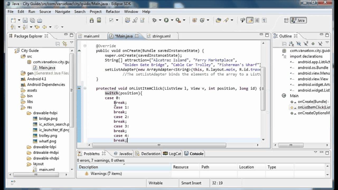 Java Switch Case and Android startActivity