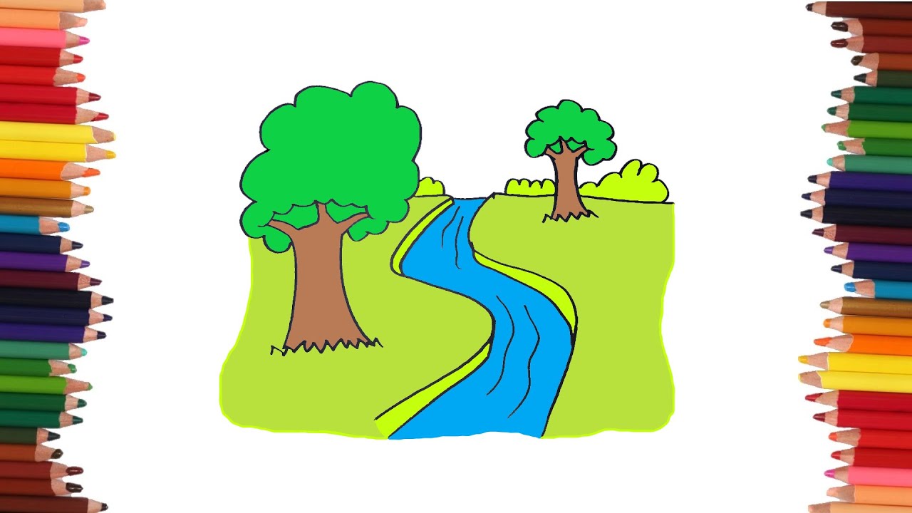 How to draw a river | Easy drawings