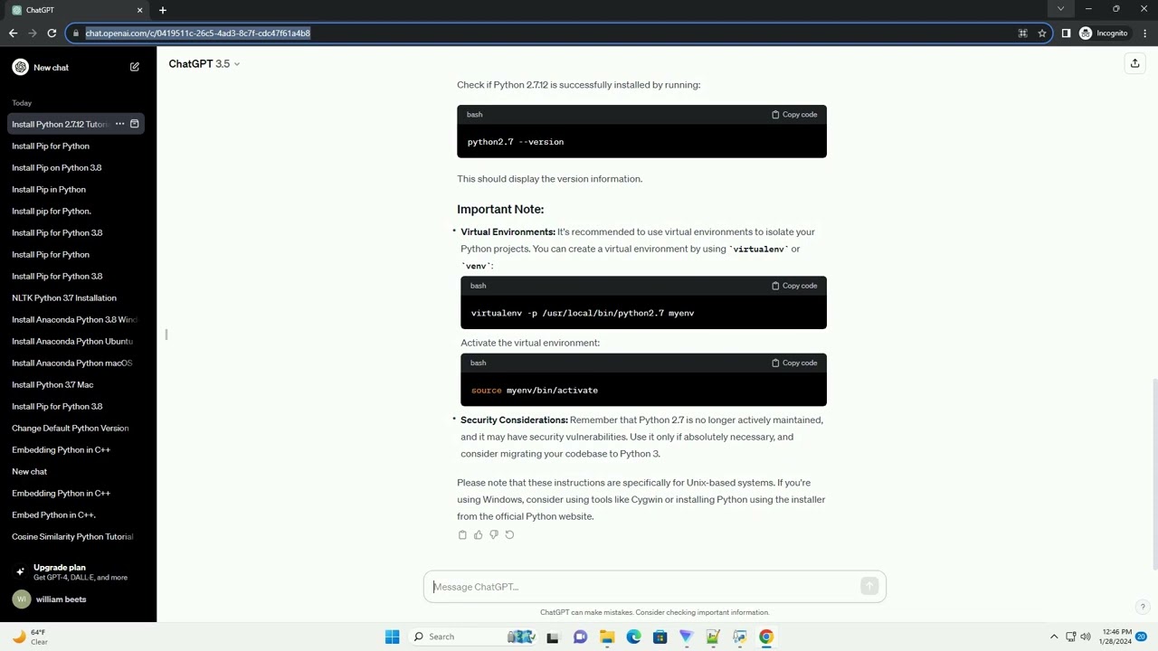 install python 2 7 12