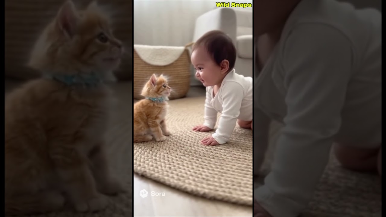 Tinny Cat Make Baby Laugh😻🐱  #funnyanimal #aianimal #catshorts #shorts #youtubeshorts #shortsvideo