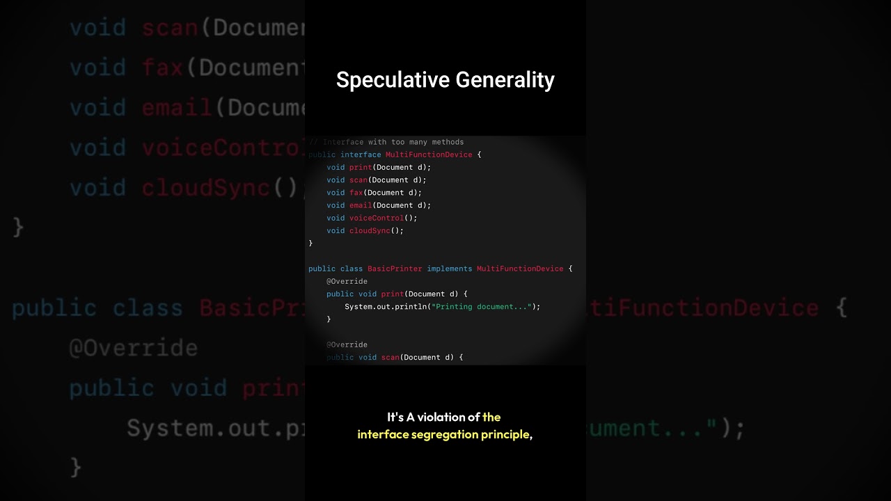 Stop Overengineering! Avoid This Code Smell: Speculative Generality #CodeSmell #CleanCode