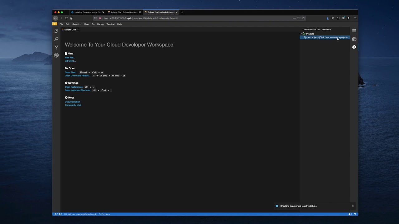 Codewind Eclipse Che plugin and creating an Appsody Express Node.js based microservice