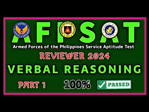 PART 1 UPDATED AFPSAT REVIEWER | VERBAL REASONING | AFP SERVICE APTITUDE TEST