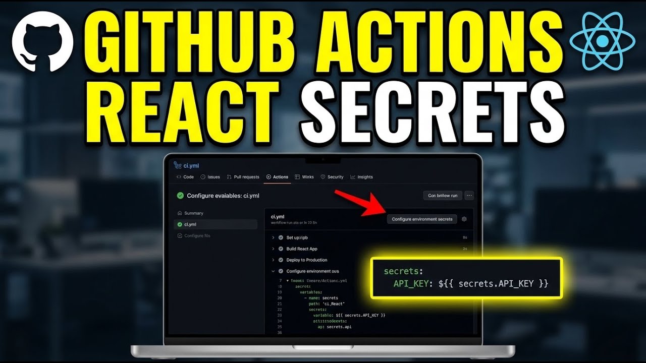 How to configure GitHub Actions CI CD for React with secrets - Step By Step