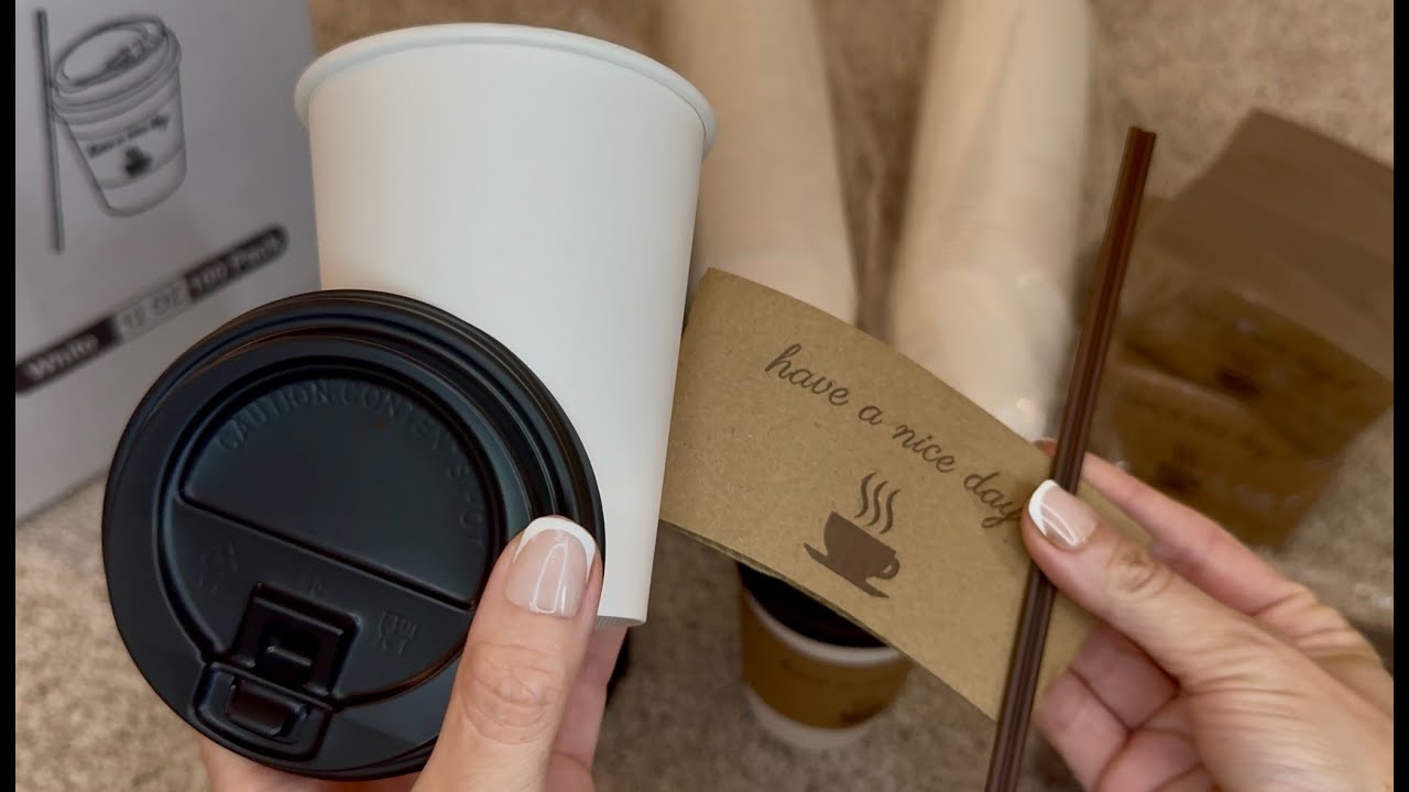 Best Disposable Coffee Cups 12oz with Lids & Sleeves | Leak-Proof Hot Drink Cups for Home & Office