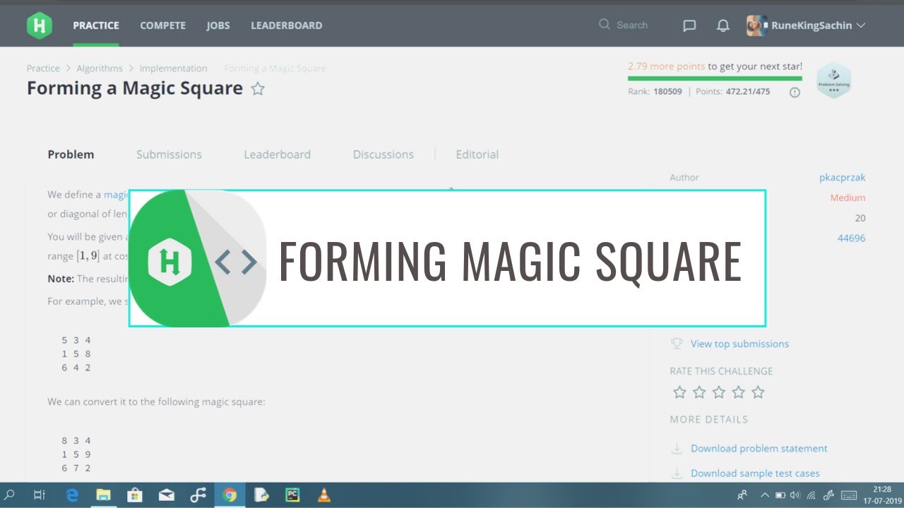 Hackerrank Problem Solution || Magic Square || Python