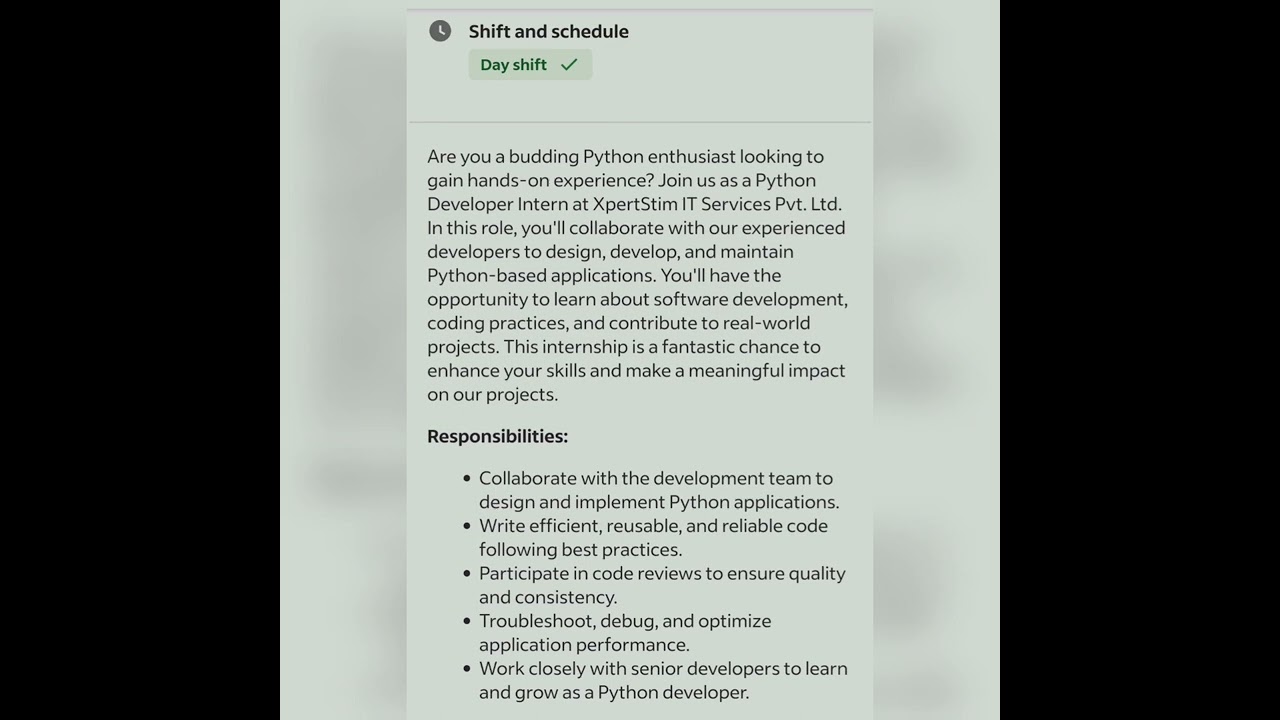 Python Developer#intern #fresher #experienced #getemployed #youtubeshorts #pythondeveloperjobs