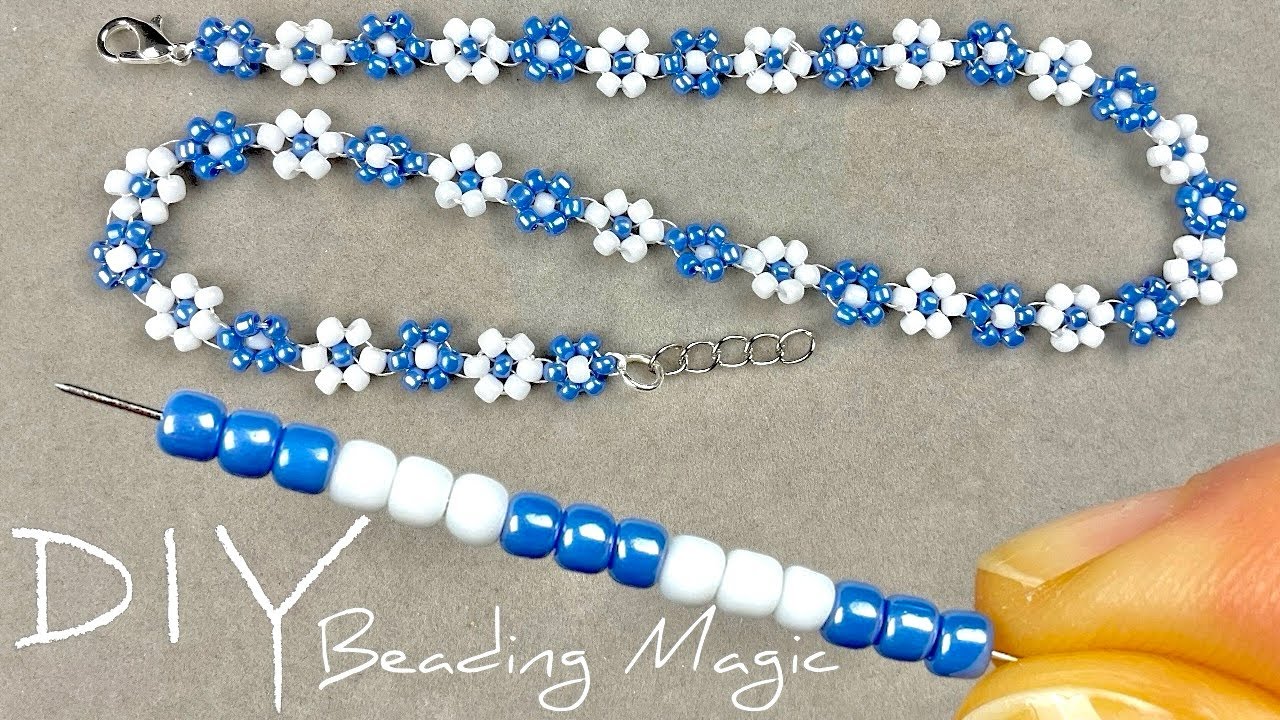 Flower Beaded Necklace Tutorial: Seed Bead Jewelry Making | Beading Tutorials