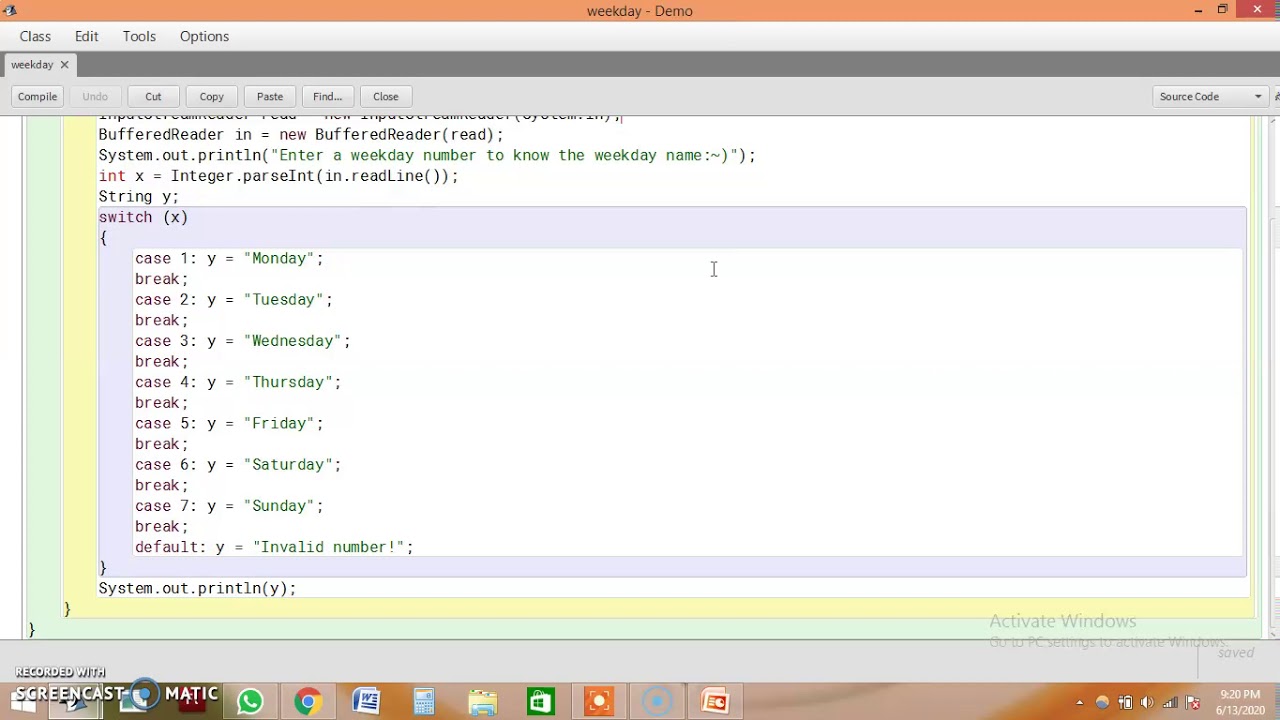 Create A Program Using Switch Case