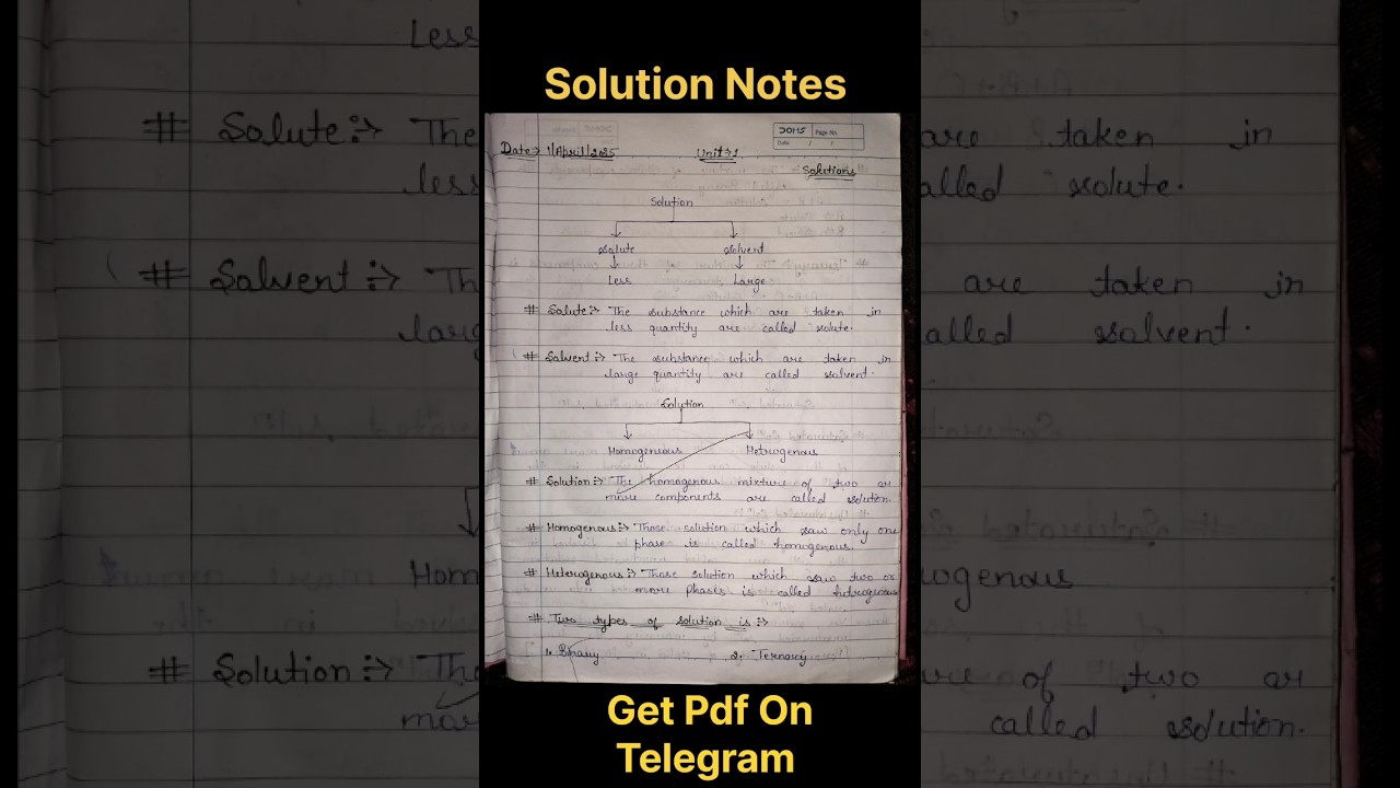 Class 12 Chemistry | Unit 1: Solutions Notes PDF | HBSE/CBSE/NEET