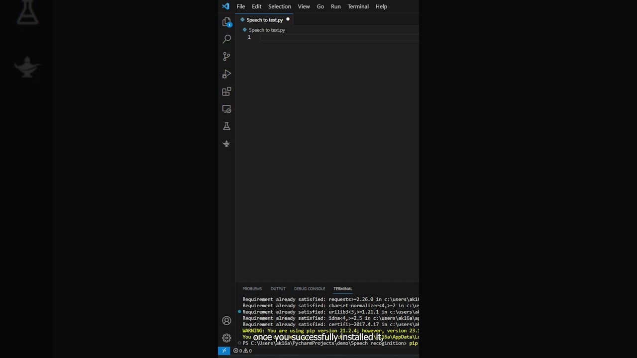 Speech Recognition in Python | Realtime Audio to text Conversion #python #shorts