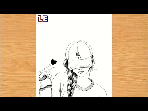 Drawing Girl | Easy Girl Drawing | Drawing For Beginners | How to Draw | Art Video | backside Art