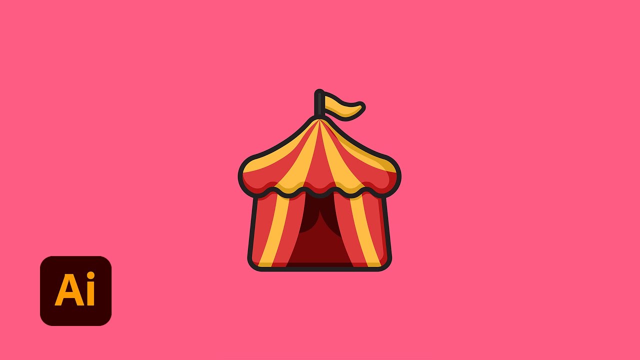 Drawing a Circus Tent (Adobe Illustrator CC Speed Vector Art)