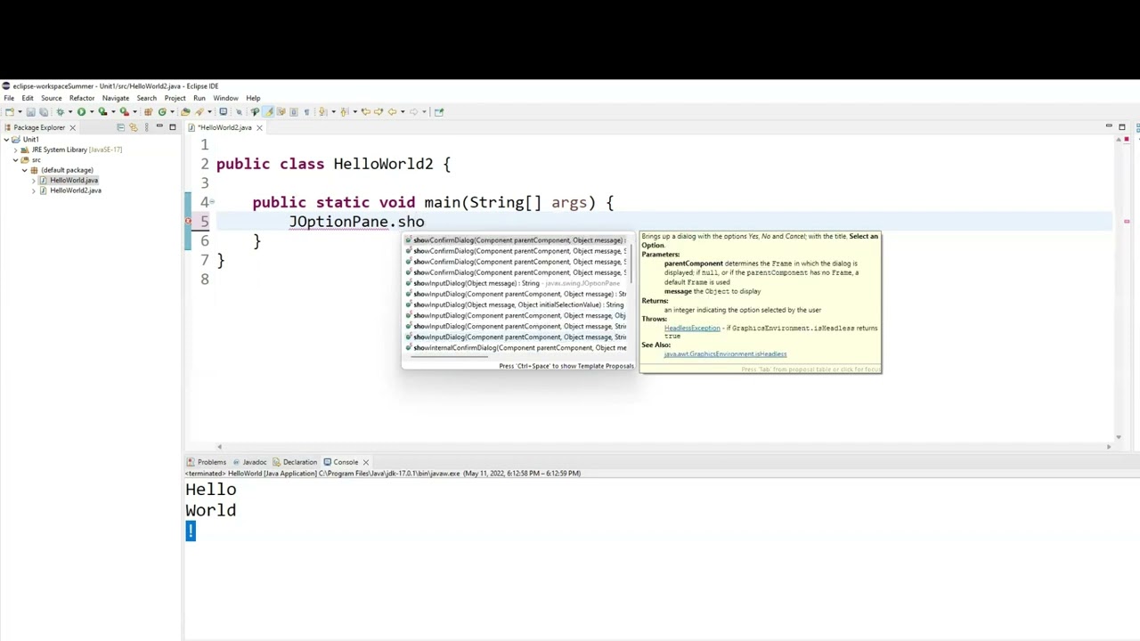 How to Display output in a Dialog Box in Java  | Java JOptionPane Example