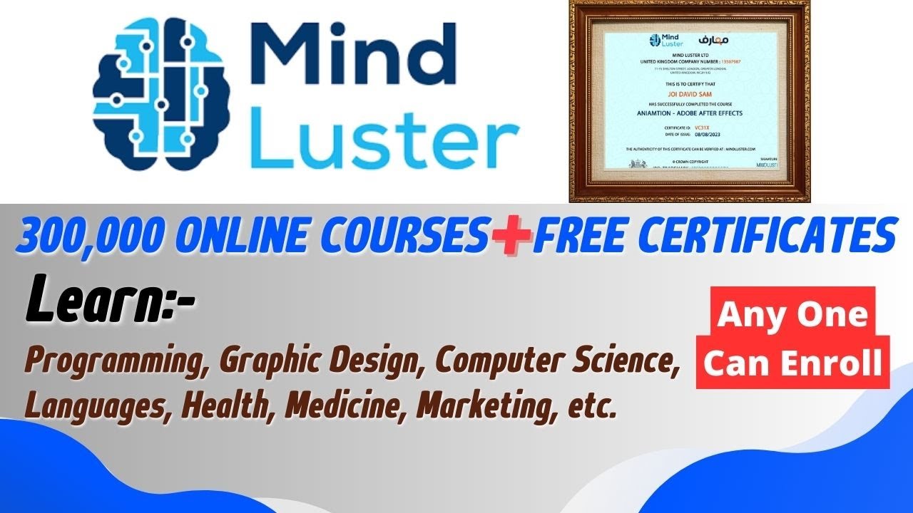 Mind Luster Free Online Courses + FREE CERTIFICATES | Any One Can Enroll | Latest Online Courses 🔥🔥🔥