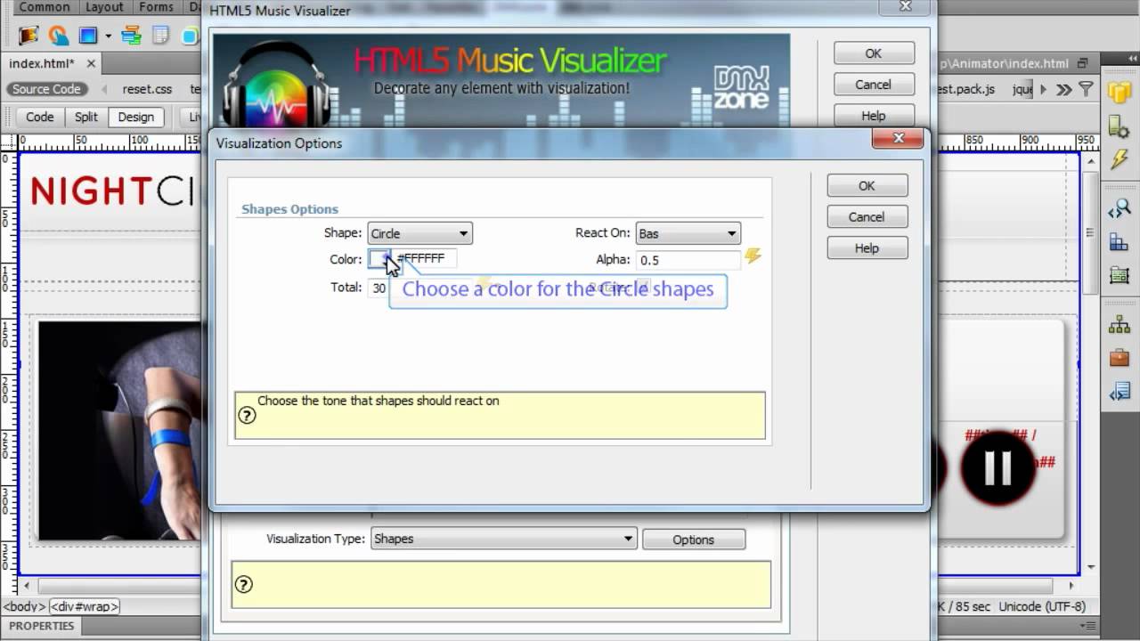 Adding Background Shapes Bouncing on the Sound to your Page