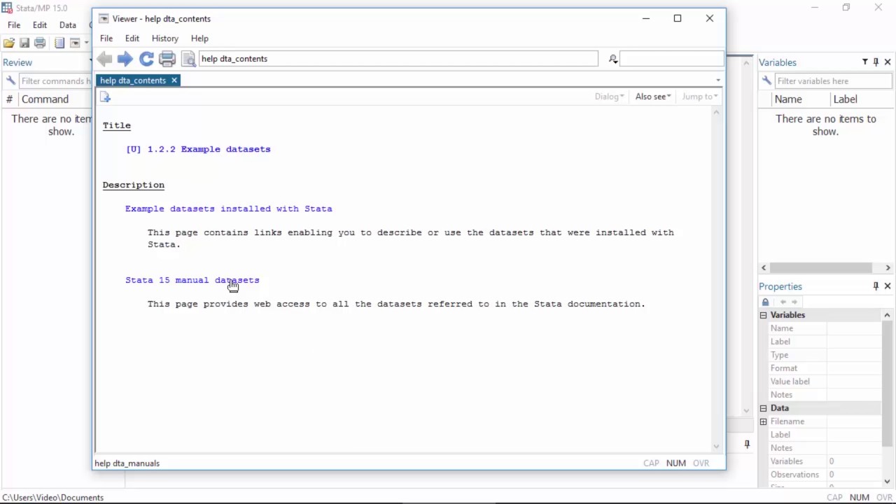 Example datasets included with Stata 15