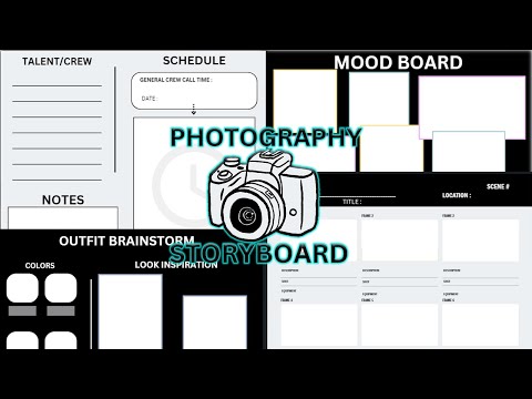 Digital Download Photography Storyboard and Photoshoot Plan