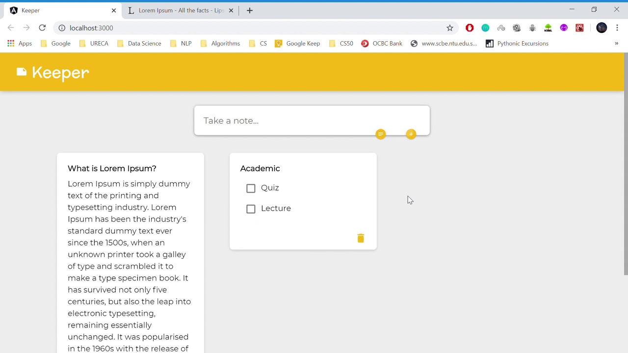 Google Keep Clone with React