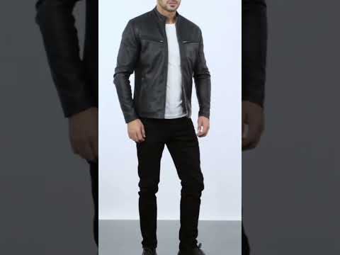 Black Cafe Racer Jacket Mens | Biker Leather Jacket | Moto Style | Trendy Jacket