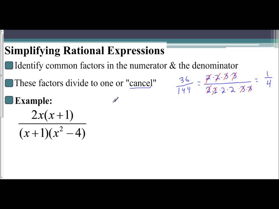 Lesson 9.1 - Introduction to Simplifying Rational Expressions