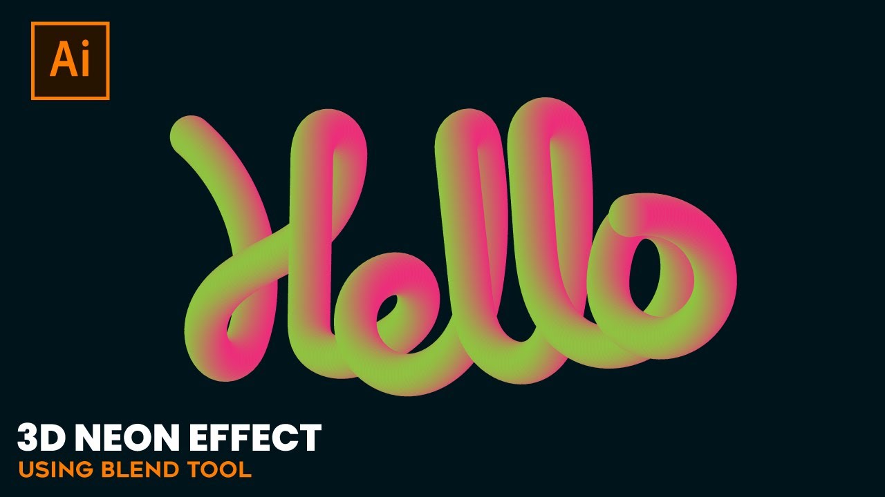 How to create 3D Neon Text Effect | Using Blend Tool Illustrator Tutorial