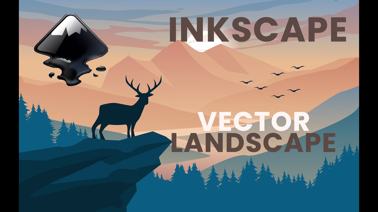 Flat landscape drawing in Inkscape | Vector drawing