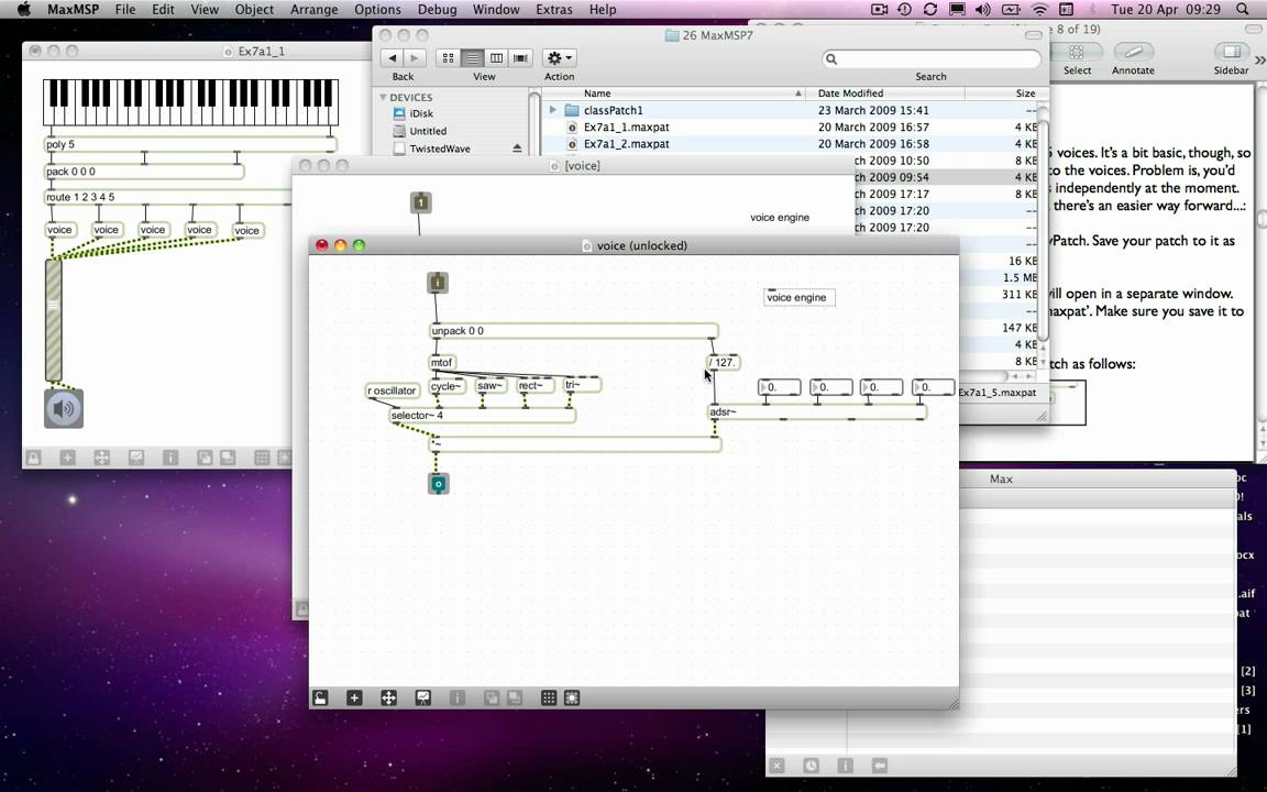 Max MSP Tutorial 07a4: Polyphony using [poly] & abstractions [4]