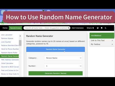 🏏 How to Use MiniWebTool AI-Powered Random Name Generator | Quick Guide