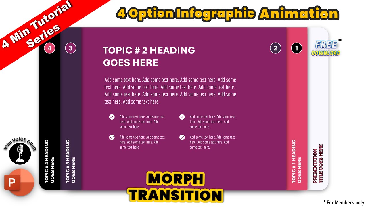 155.[4 Min Tutorial] PowerPoint Animation - Interactive Agenda Slide using MORPH transition