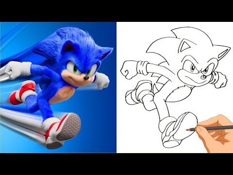 How to draw SONIC THE HEDGEHOG 2020 Sonic Run Fast