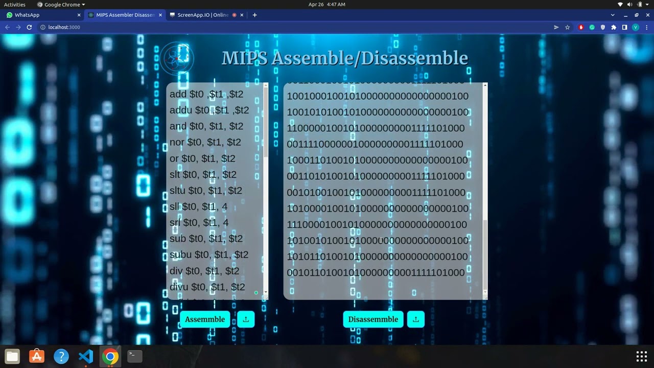 MIPS Assembler Disassembler
