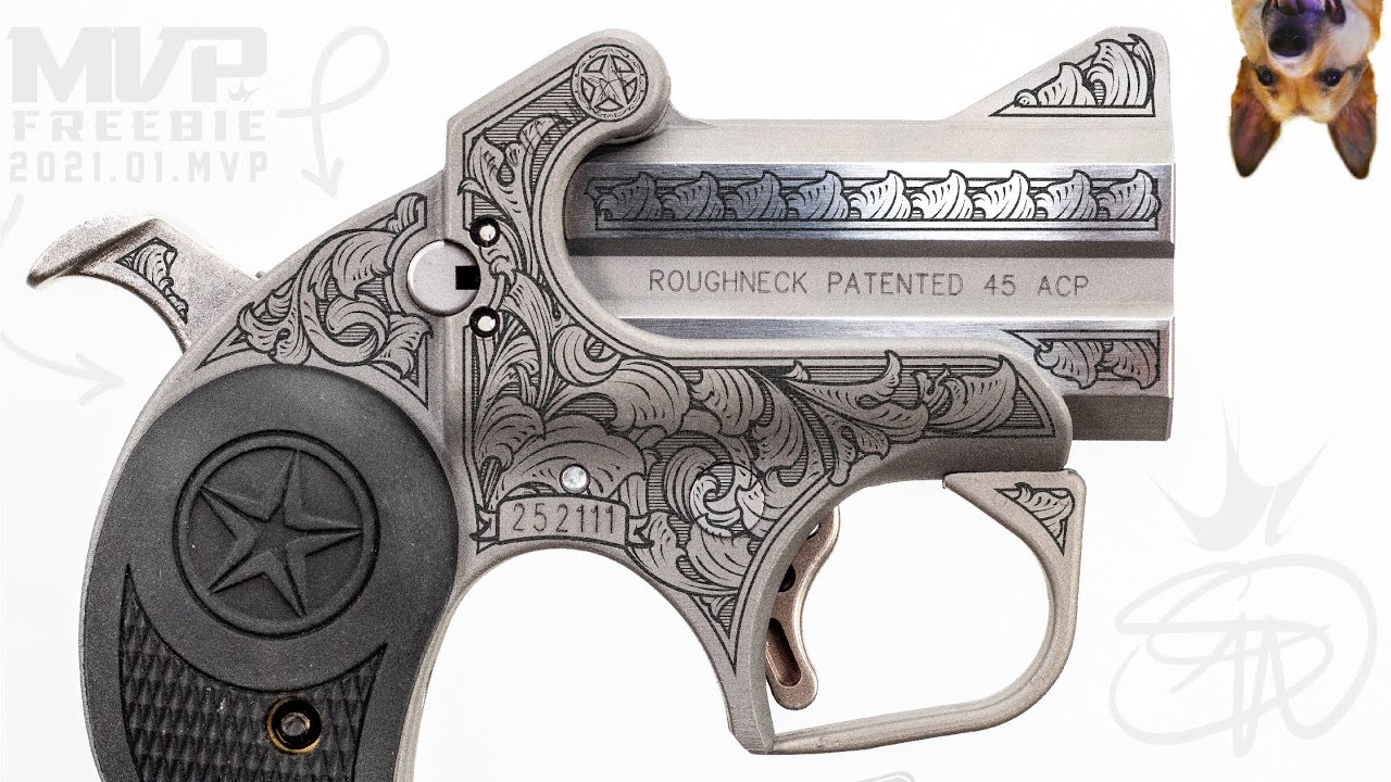 Custom Bond Arms Pistol Hand Drawn Vector scroll design for laser engraving by Fragout Firearms