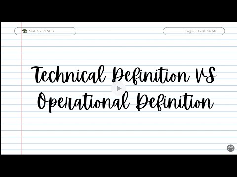 Technical And Operational Definition | Straightforward Lecture Video