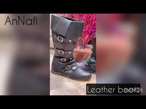 AnNafi® Medieval Leather Boots 4 Buckle | Renaissance Inspired Viking Reenactment Cosplay Men Shoes