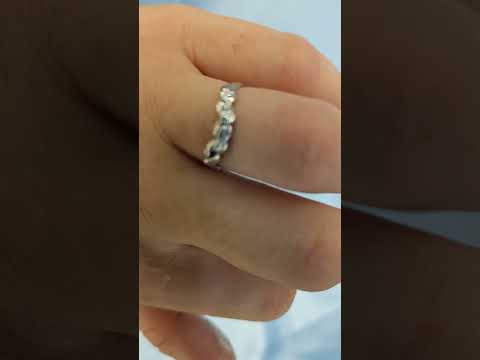 Engraved Leaf Ring | 14k White Gold Nature Ring | Unique Wedding Band Women | Nature Inspired Ring