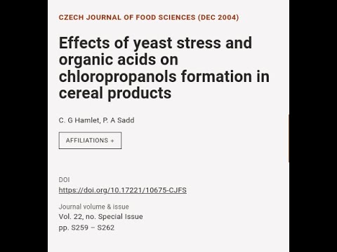 Effects of yeast stress and organic acids on chloropropanols formation in cereal prod... | RTCL.TV