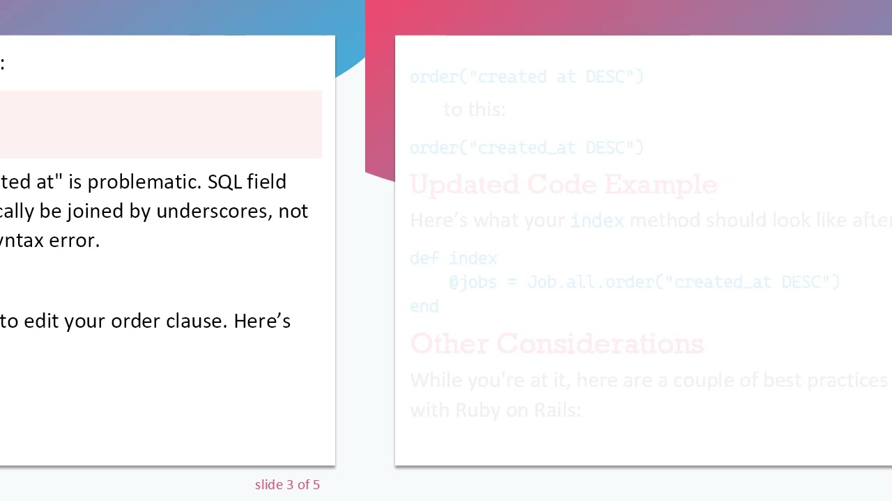 Resolving SQLite3::SQLException: near 
