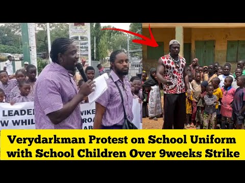 Very dark man on School Uniform Protest to FCTA with School Children over 9weeks Strike