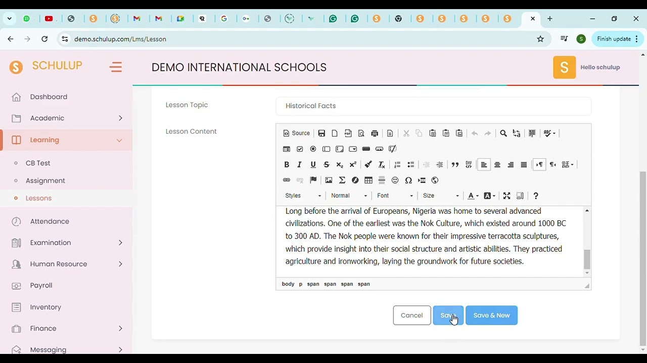 Online Lesson on SCHULUP