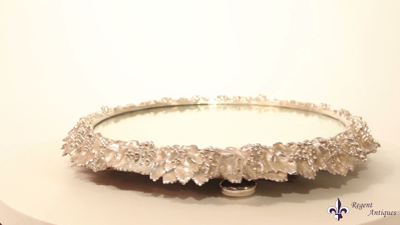 Antique Silver Plated Mirrored Top Victorian Cake Stand