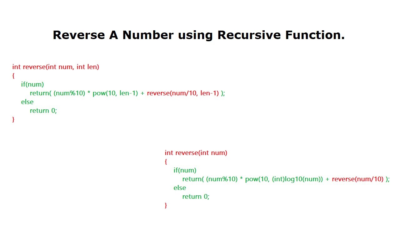 C Program To Reverse a Number using Recursion