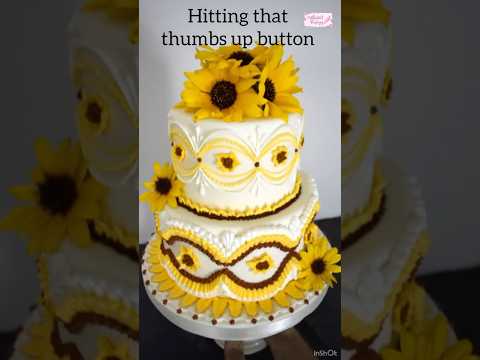 FLOWERY CAKE DESIGN 🌻 | HOW TO DECORATE A VINTAGE ANNIVERSARY CAKE 🎂 #cake #cakes #bakery