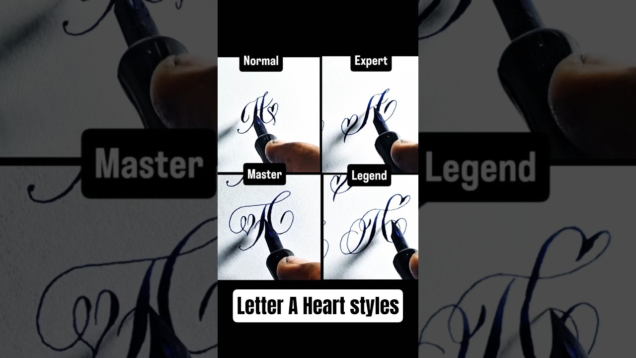 Letter A with Heart in 4 Styles ✍️