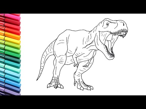 Tyrannosaurus Rex Drawing Step by Step Tutorial – I'm Youtuber – Follow ...