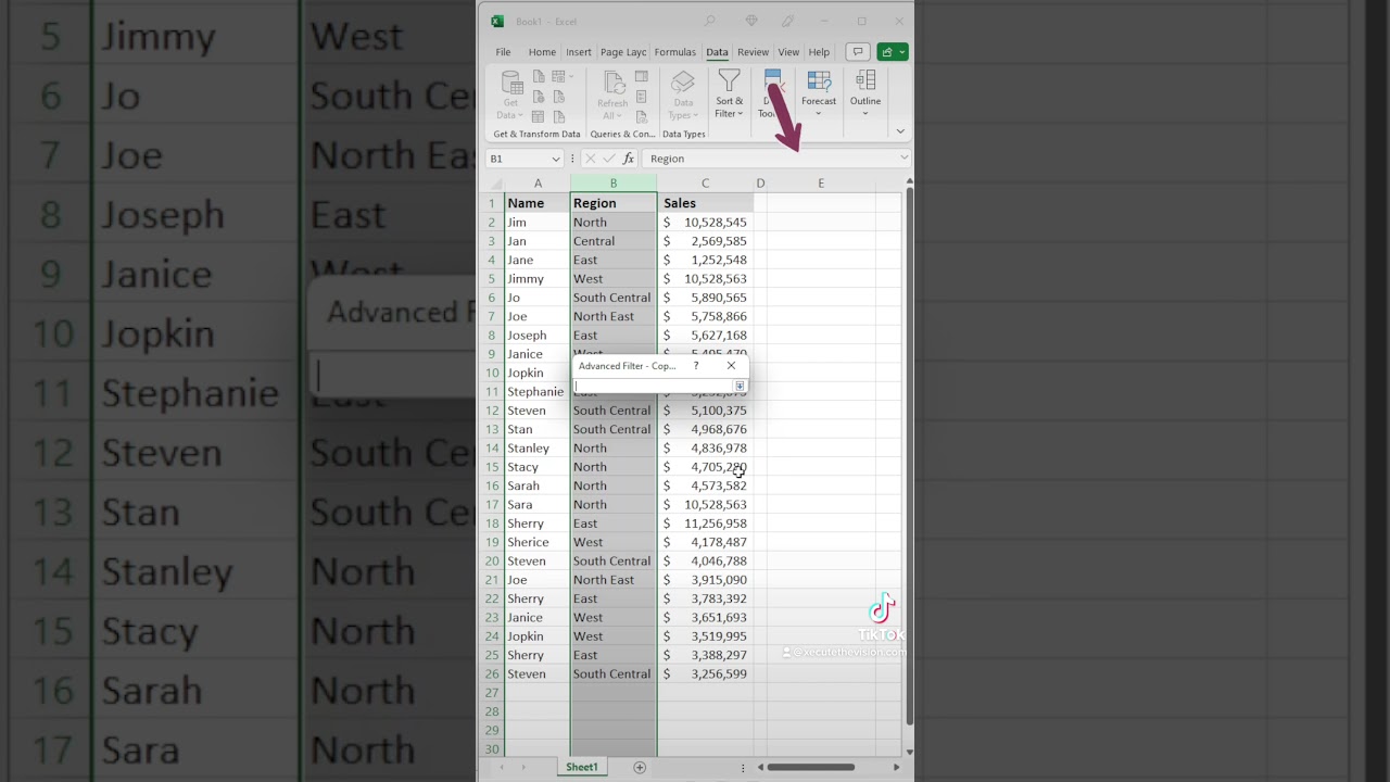 Excel tip advanced filter unique values