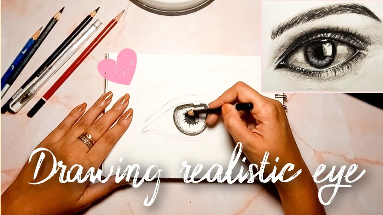 Drawing realistic eye with charcoal pencil | Time-lapse video | All of Alisha
