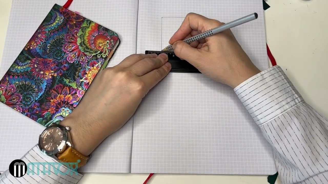 Draw a square on a sheet of paper in a grid