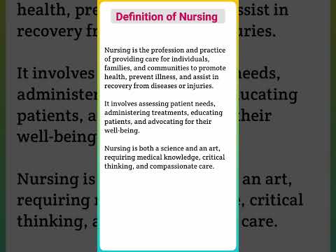 Definition of Nursing | Role of Nursing in Pharmacy #shortsfeed #shorts #nursingstudent